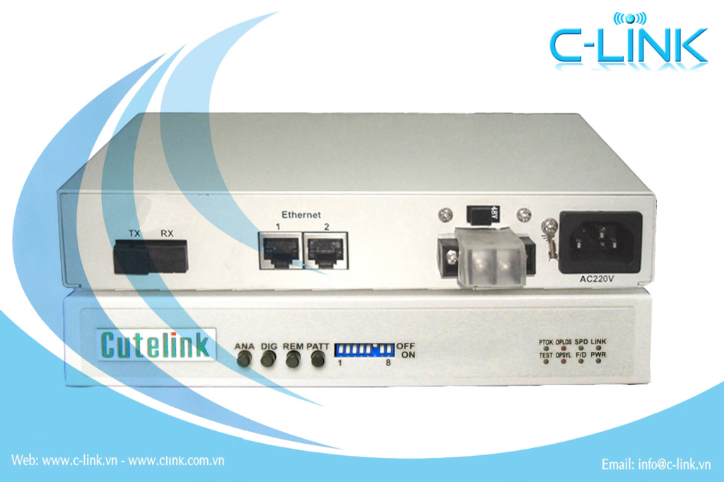Modem Quang 8Mb 2*Ethernet CuteLink – Model: CL-FOM402 | C-LINK